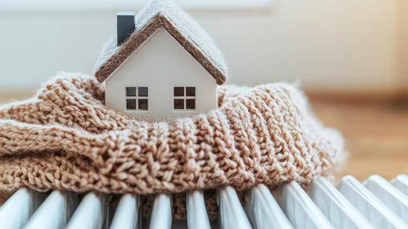 A Small House is Wrapped in a Blanket Stock Illustration - Illustration ...