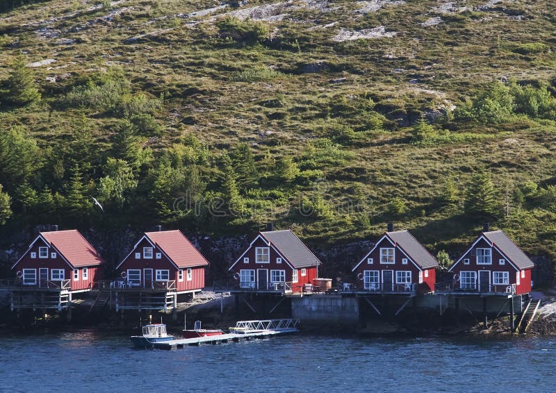 Small Houses for Angler in Bessaker, Norway Stock Image - Image of ...