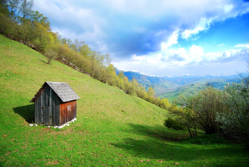 Small Hut on a Hillside stock image. Image of cloud, cottage - 5146587