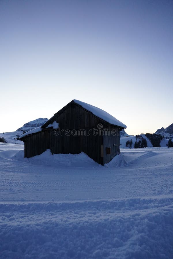 Small Hut in the Mountains in the Winter Time Stock Photo - Image of ...