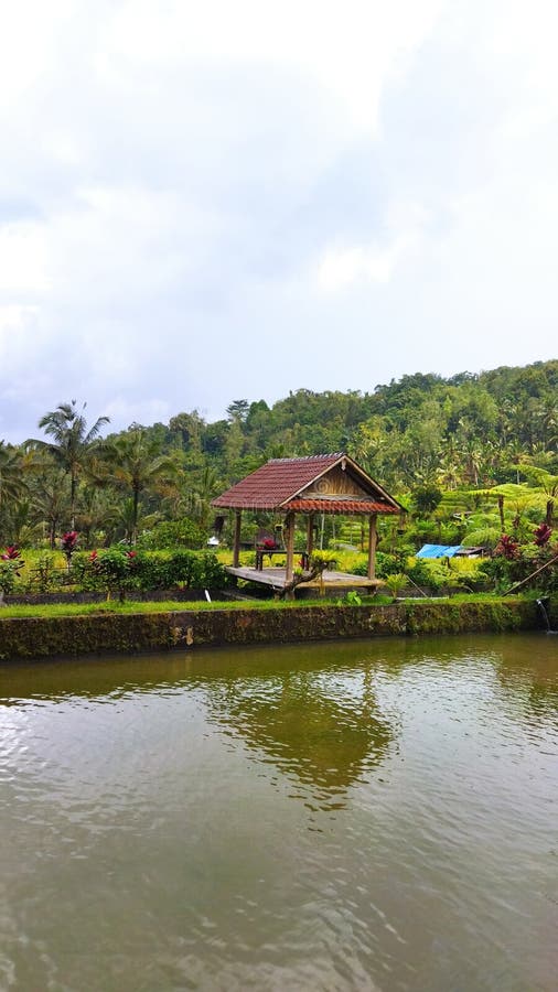 Small Hut at the Village with Lake Stock Photo - Image of small, garden ...
