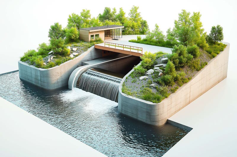 Small Hydro Power Plant for Home. Future is in Renewable Energy Stock ...