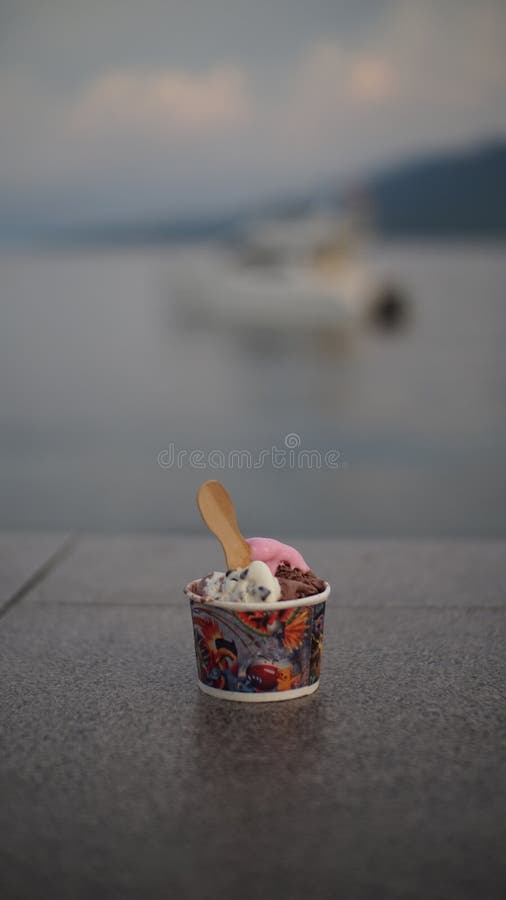 A small ice cream. stock image. Image of blue, pualu - 272618803