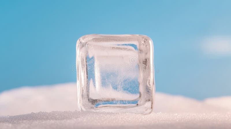 A Small Ice Cube Sitting on Top of a Pile of Snow, AI Stock Photo ...