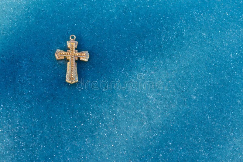 Small Ice Golden Cross stock image. Image of prayer, crucifix - 42795595