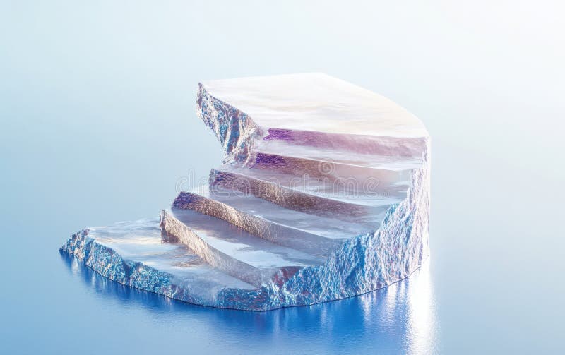 A Small Iceberg Features Several Steps Leading Onto Its Surface. Stock ...