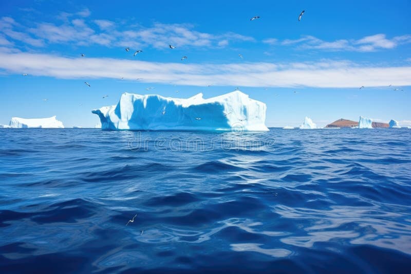 Small Iceberg Group among Gentle Sea Waves Stock Photo - Image of ...