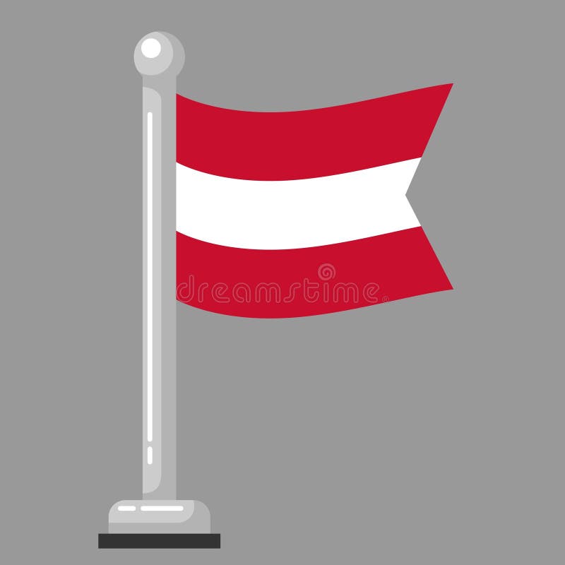 Small Icon Austrian Flag Flying with Flagpole Vector Illustration ...