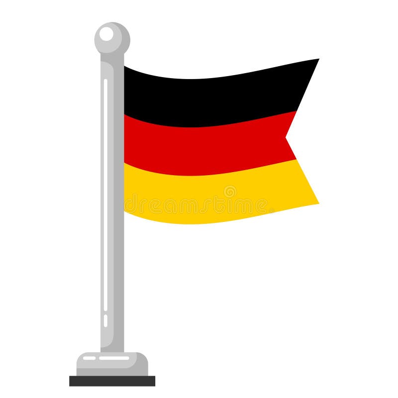 Small Icon German Flag Flying with Flagpole Vector Illustration ...