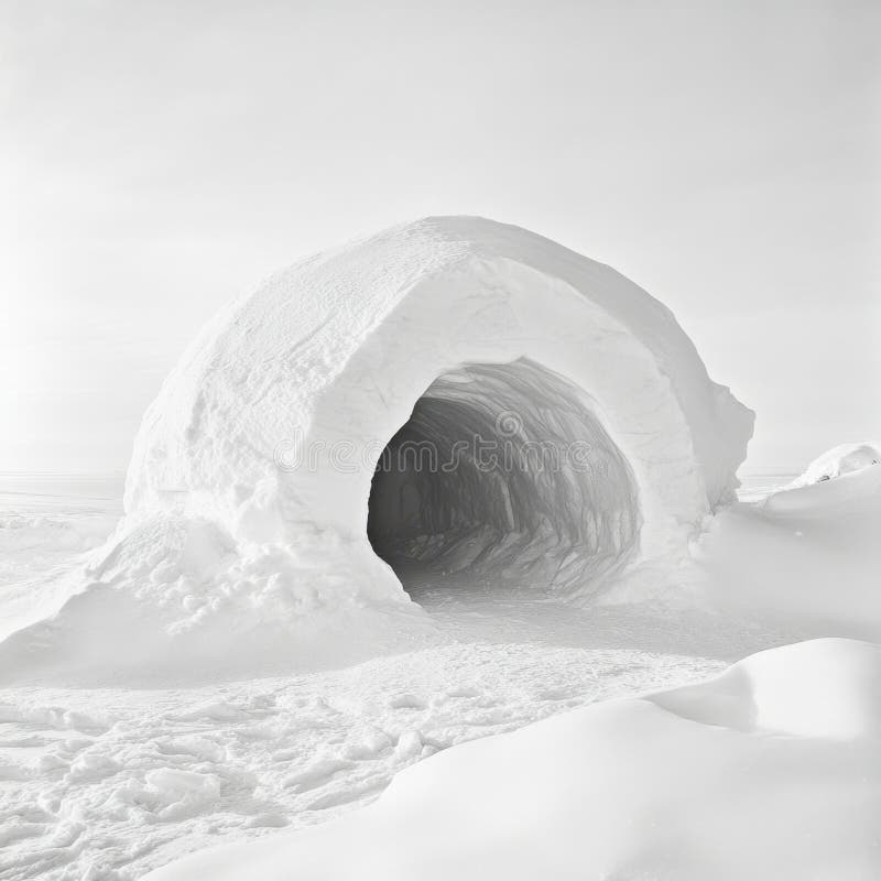 A Small Igloo is Built Out of Snow Stock Illustration - Illustration of ...