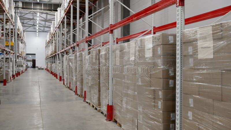 Small Warehouse with Boxes and Plastic Containers. Plastic Trays and ...
