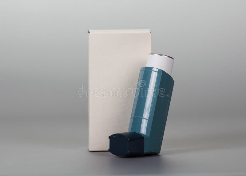 Small Inhaler with Dispenser, for daily Use, on Grey Stock Image ...