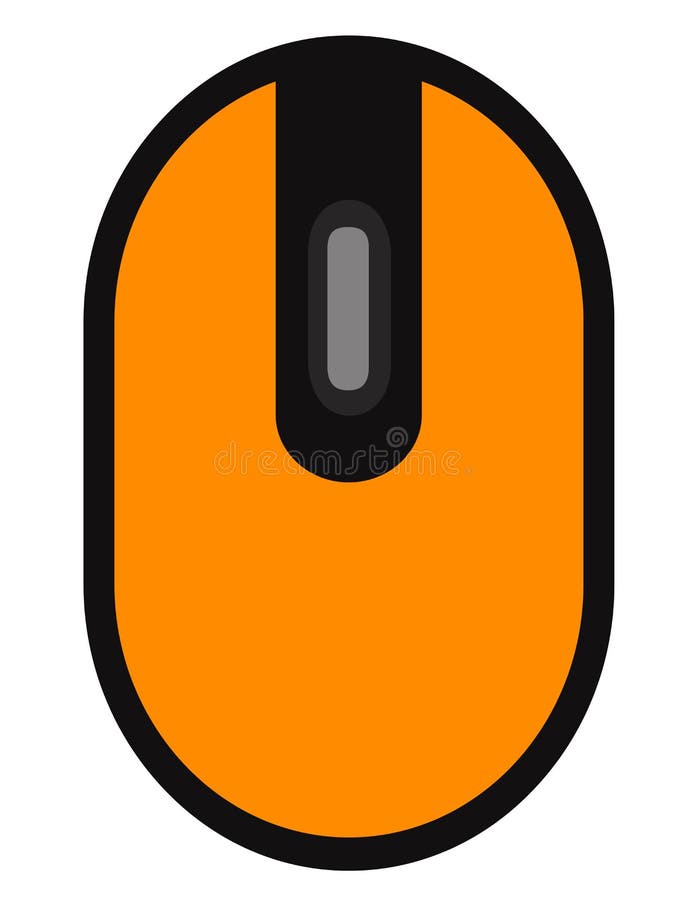 The Drawing of a Orange Computer Mouse, a Small Hardware Input Device ...