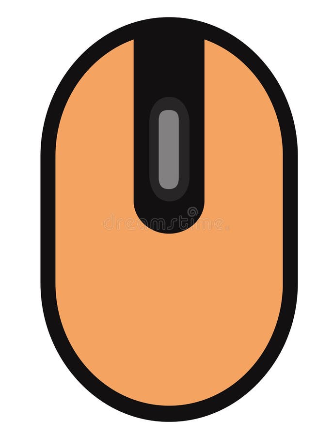 The Drawing of a Orange Computer Mouse, a Small Hardware Input Device ...