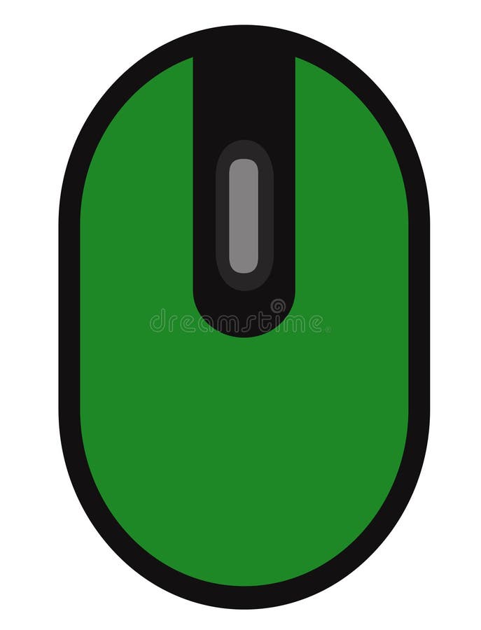 The Drawing of a Green Computer Mouse, a Small Hardware Input Device ...