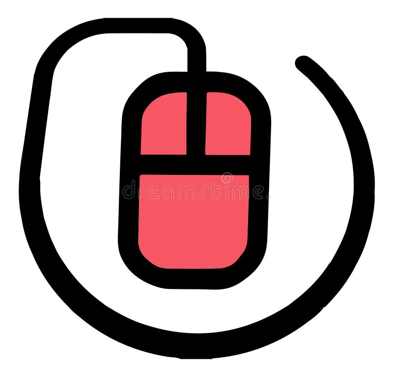 The Drawing of a Pink Computer Mouse, a Small Hardware Input Device ...