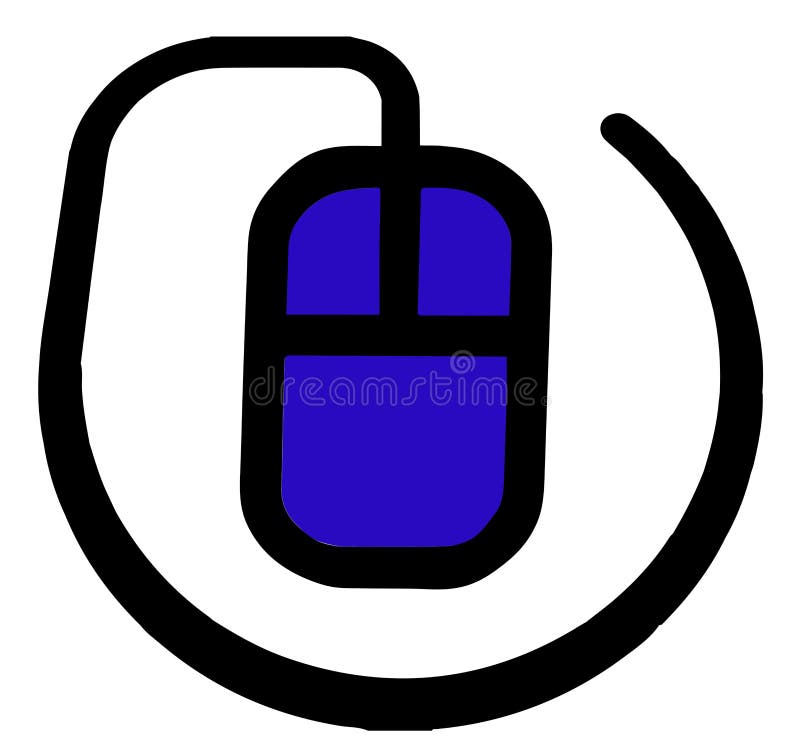 The Drawing of a Blue Computer Mouse, a Small Hardware Input Device ...