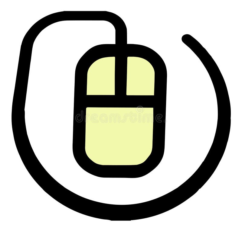 The Drawing of a Yellow Computer Mouse, a Hardware Input Device Used by ...