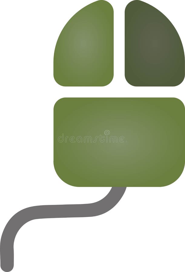 The Drawing of a Right-clicked Green Computer Mouse, a Hardware Input ...
