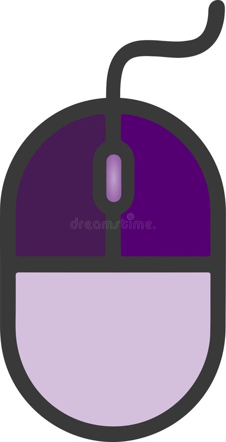 The Drawing of a Left-clicked Purple Computer Mouse, a Hardware Input ...