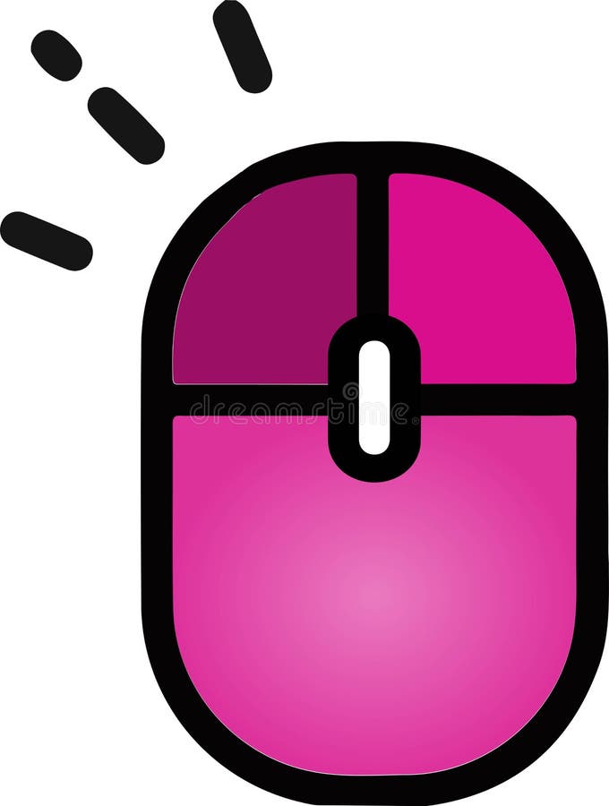 The Drawing of a Left-clicked Pink Computer Mouse, a Hardware Input ...