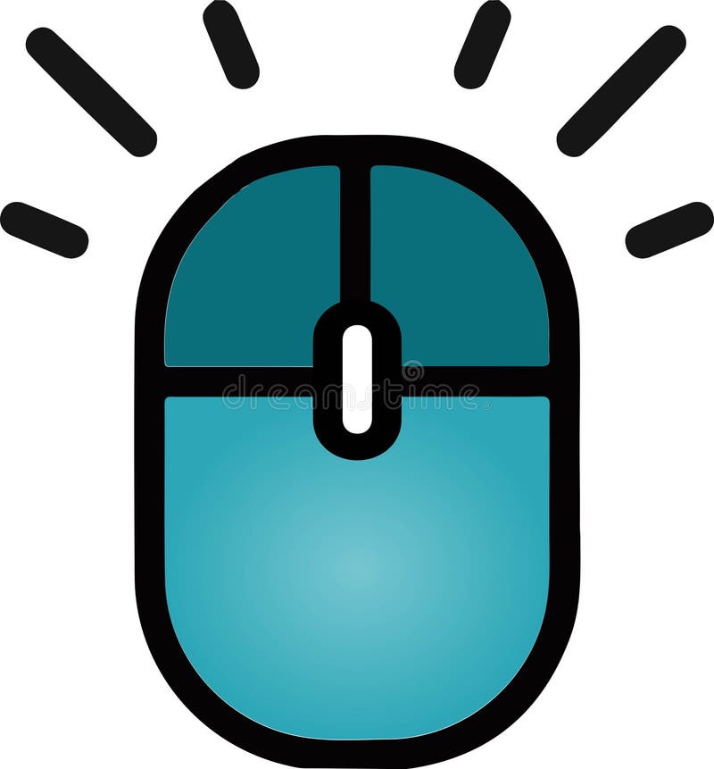 The Drawing of a Clicked Blue Computer Mouse, a Hardware Input Device ...