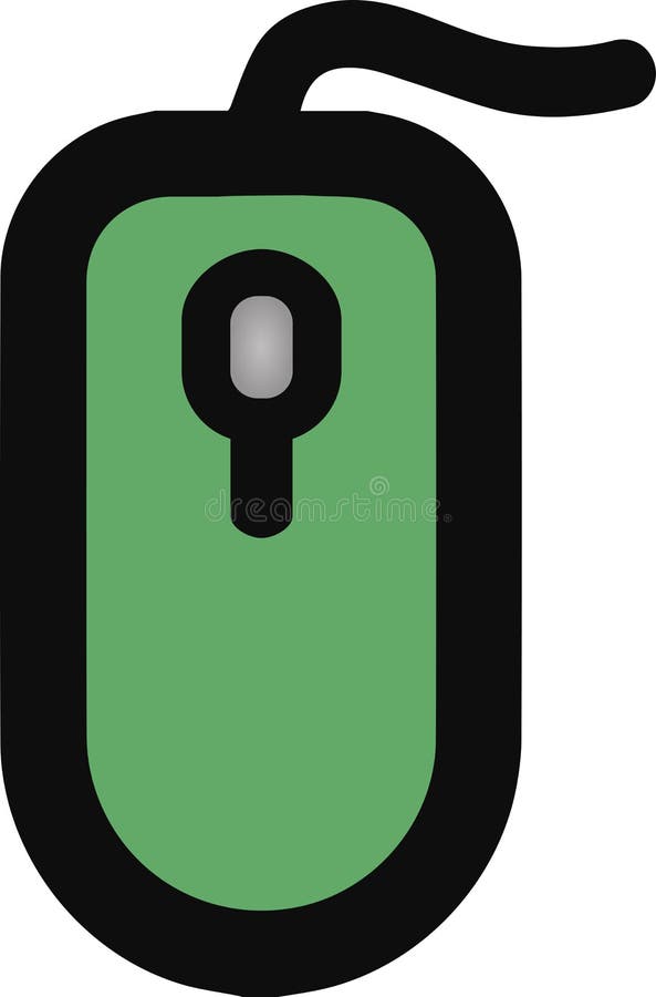 The Drawing of a Green Computer Mouse, a Small Hardware Input Device ...