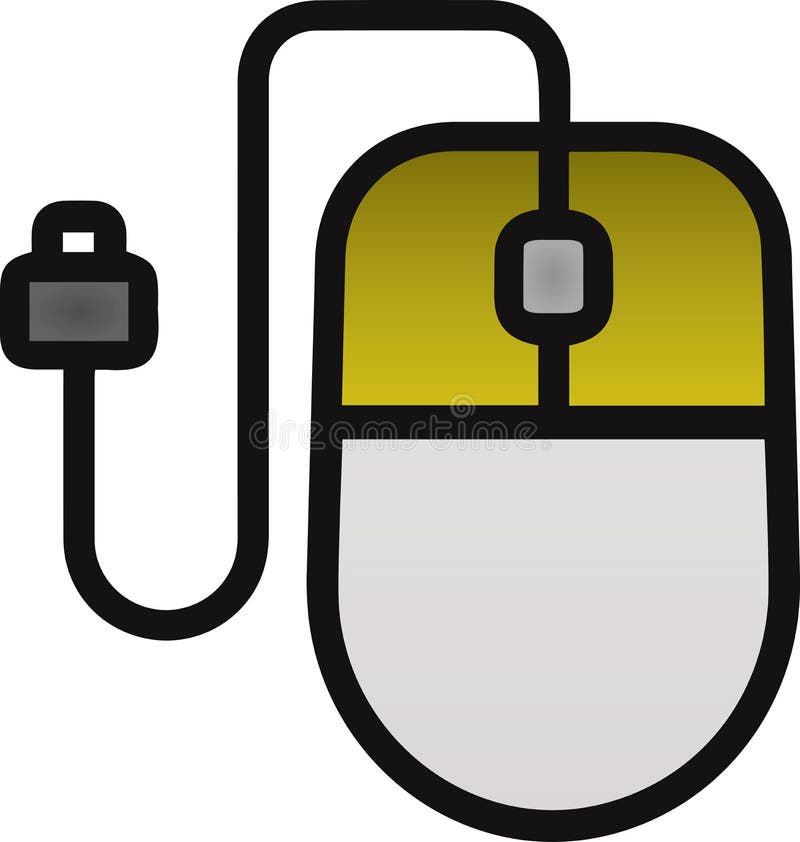 The Drawing of a Clicked Yellow Computer Mouse, a Small Hardware Input ...