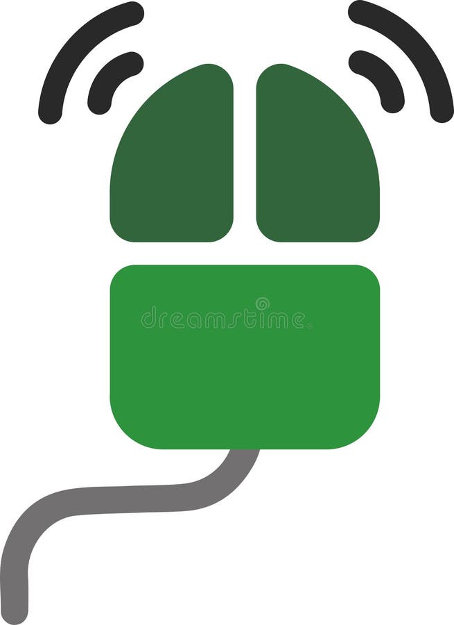 The Drawing of a Clicked Green Computer Mouse, a Hardware Input Device ...