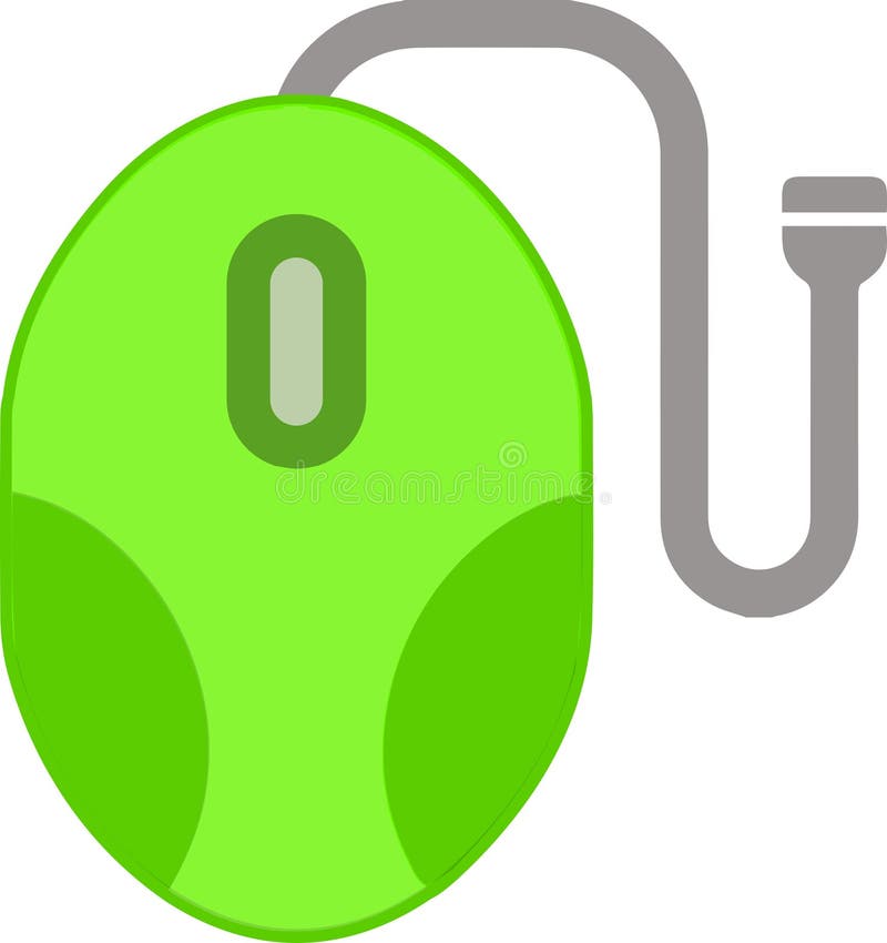 The Drawing of a Green Computer Mouse, a Small Hardware Input Device ...