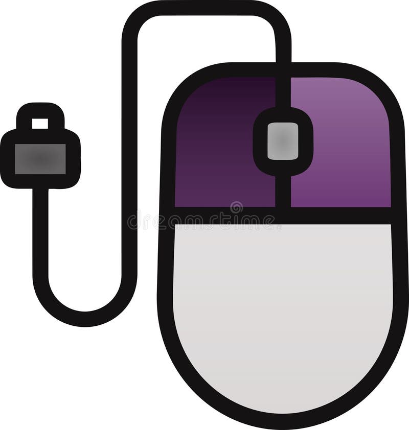 The Drawing of a Purple Computer Mouse, a Small Hardware Input Device ...