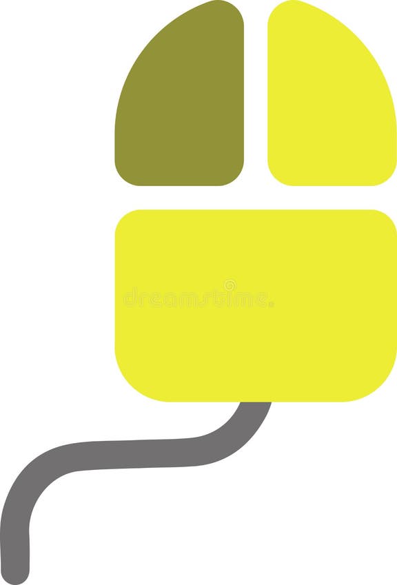 The Drawing of a Left-clicked Yellow Computer Mouse, a Hardware Input ...