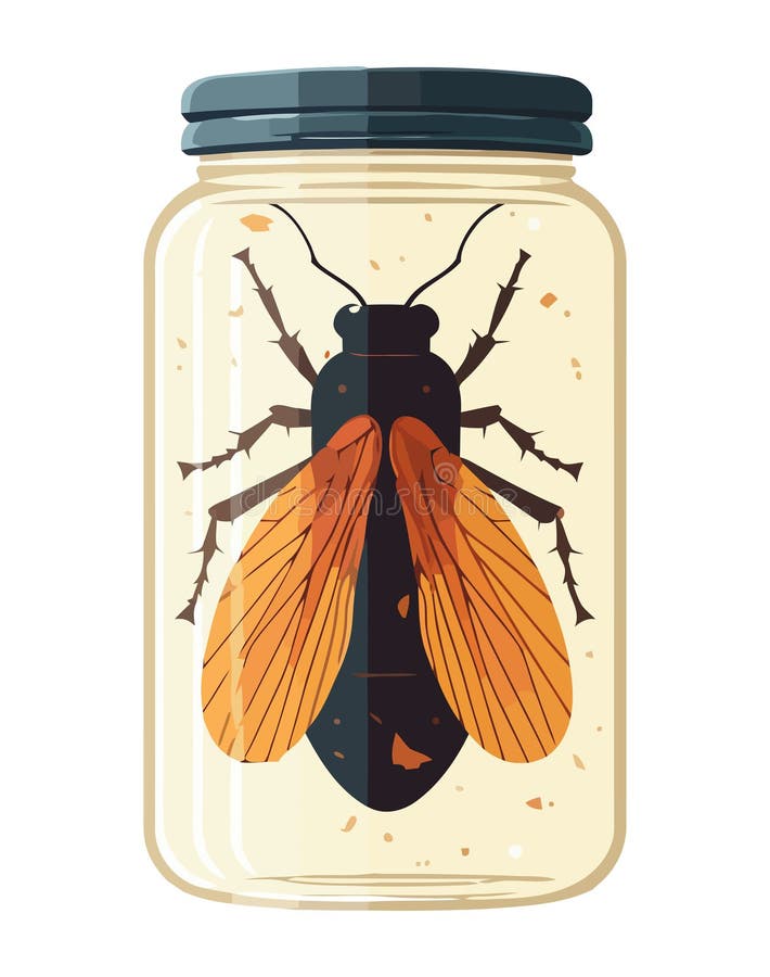 Small insect in bottle jar stock vector. Illustration of wallpaper ...