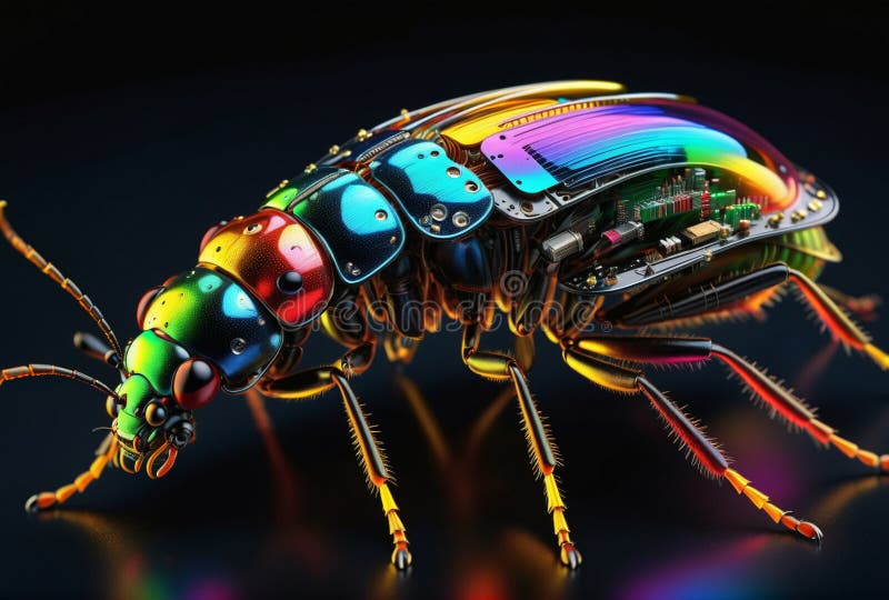 A Small Insect Crafted from Electronic Components. Stock Illustration ...