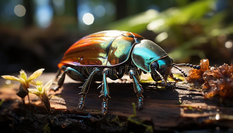 Small Insect Crawling on Green Leaf in Nature Generated by AI Stock ...