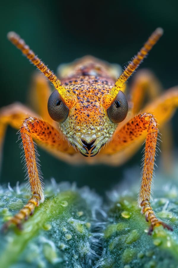 A Small Insect Sits on the Surface of a Green Leaf, with Some Veins ...