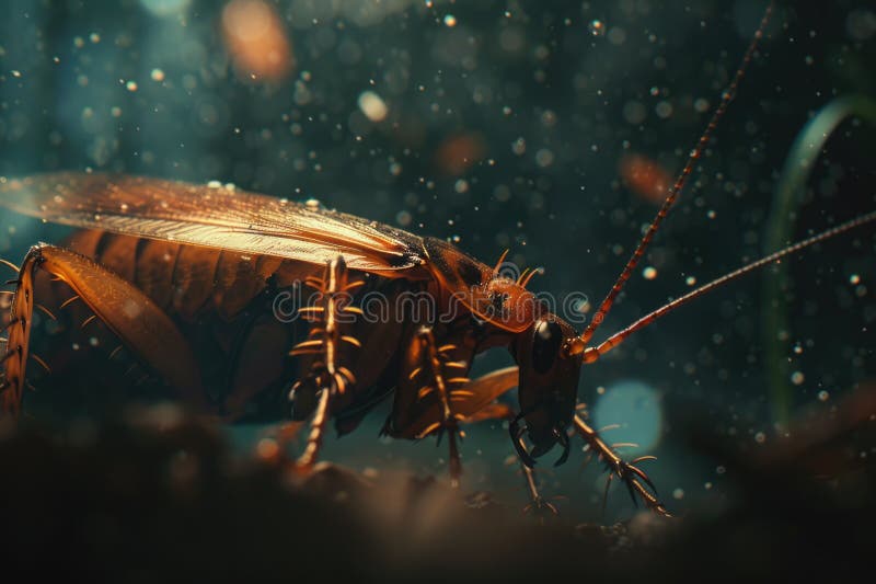 A Small Insect Struggles To Stay Dry Under the Raindrops Stock Photo ...