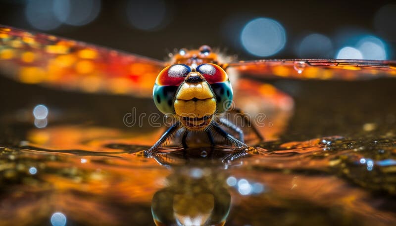 Small Insect Wet Reflection in Pond, Beauty in Nature Colors Generated ...