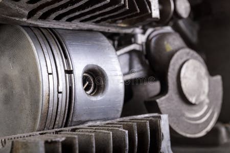 A Small Internal Combustion Engine Shown in Section. View of the Piston ...