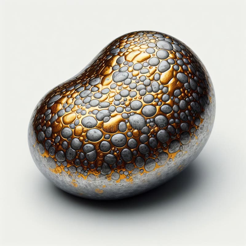 Small, Irregularly Shaped Pebble with a Metallic Finish and a S Stock ...