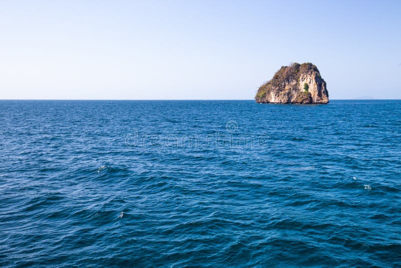 Small Island in a Blue Endless Sea with Copy Space Stock Image - Image ...