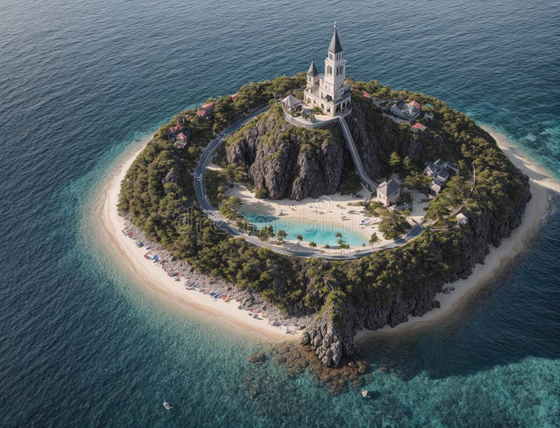 A Small Island with a Castle on Top of it Stock Image - Image of ...