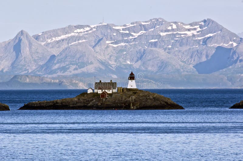 Small Island with Lighthouse in Norway Stock Photo - Image of lonely ...
