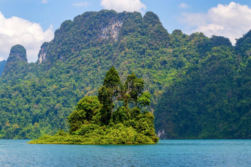 Small Island in the Middle of the Lake Stock Image - Image of ...