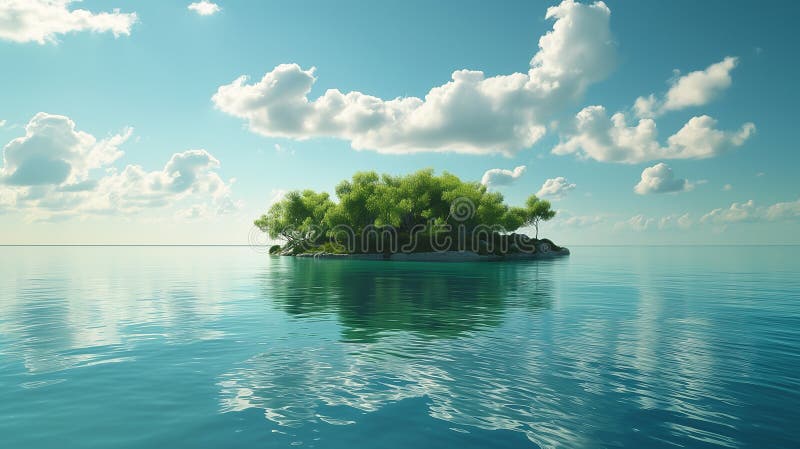 Small Island in the Middle of the Ocean, 2D Floating Landscape Design ...