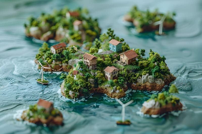 Small Island Model in Water Generative AI Stock Illustration ...