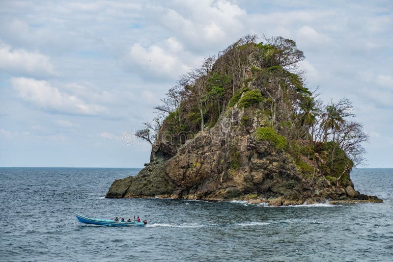 Small Island on Ocean and People on Small Boat Editorial Image - Image ...