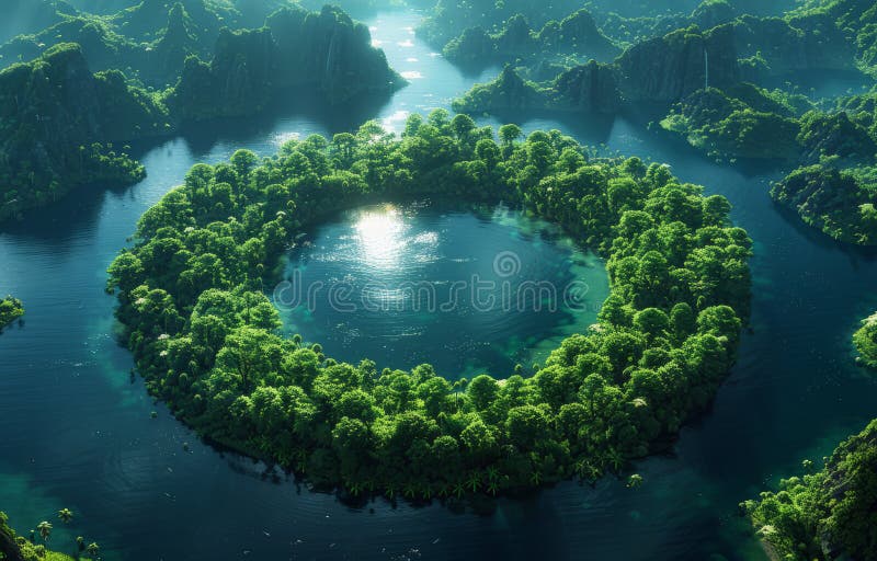 Small Island in the Shape of Circle Stock Photo - Image of landscape ...