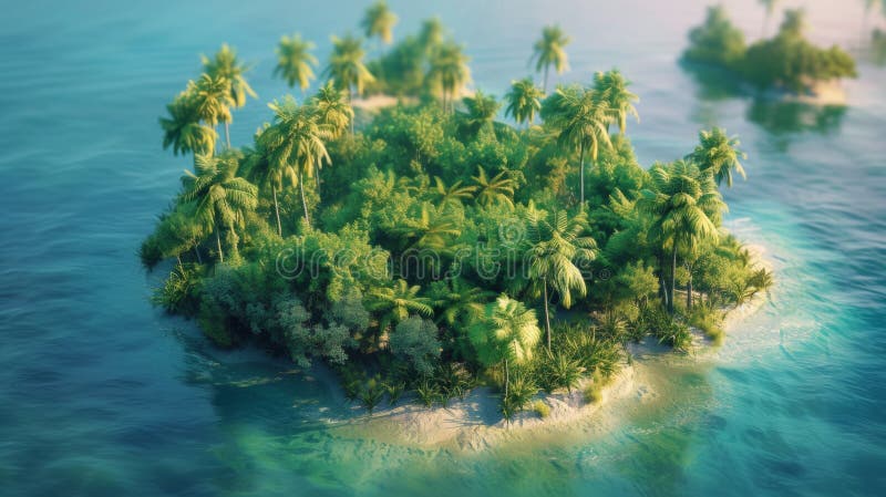 A Small Island with Trees and Water in the Middle of it, AI Stock Image ...