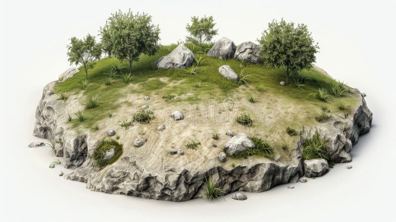 A Small, Isolated Piece of Rocky Land with Sparse Vegetation and a Few ...
